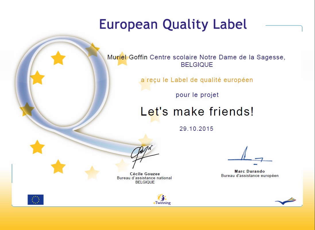 Label de qualité européen! | Centre scolaire Notre-Dame de la Sagesse